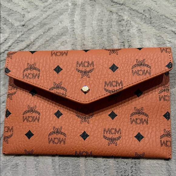 MCM | Bags | Gwp Mcm Signature Orange And Black Clutch | Poshmark